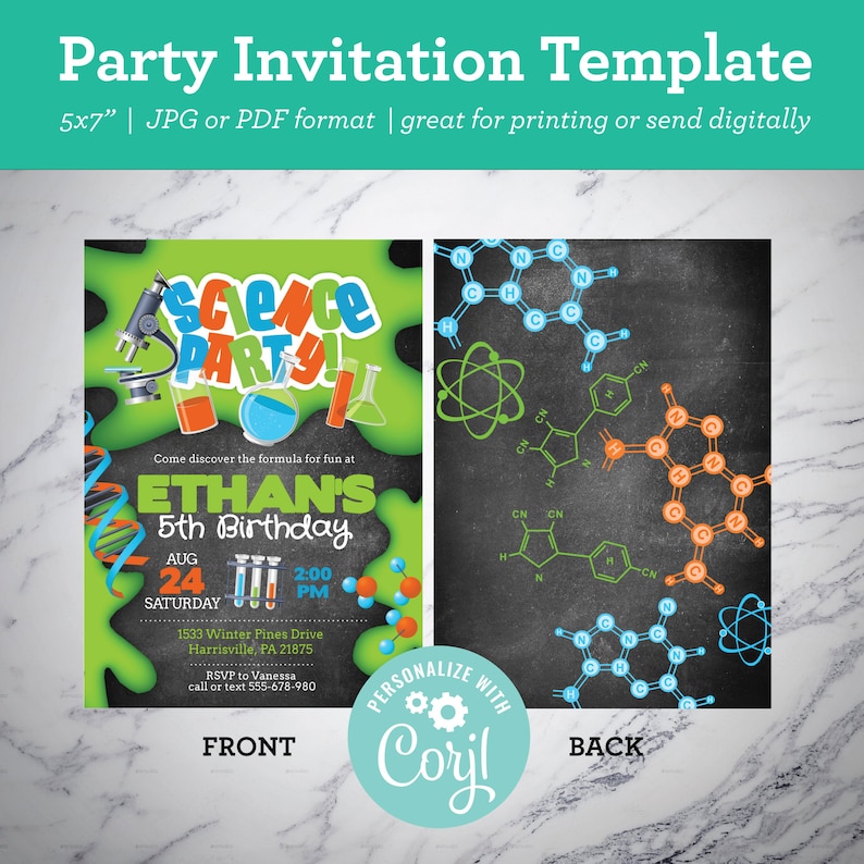 Science Birthday Invitation Mad Scientist Invitation for - Etsy