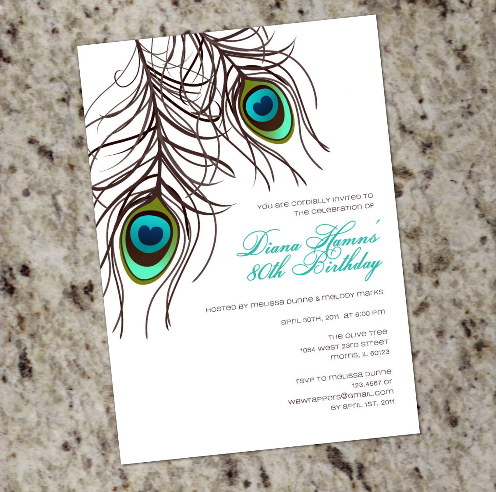 Peacock Invitation Printable Design Wedding Birthday Or Etsy
