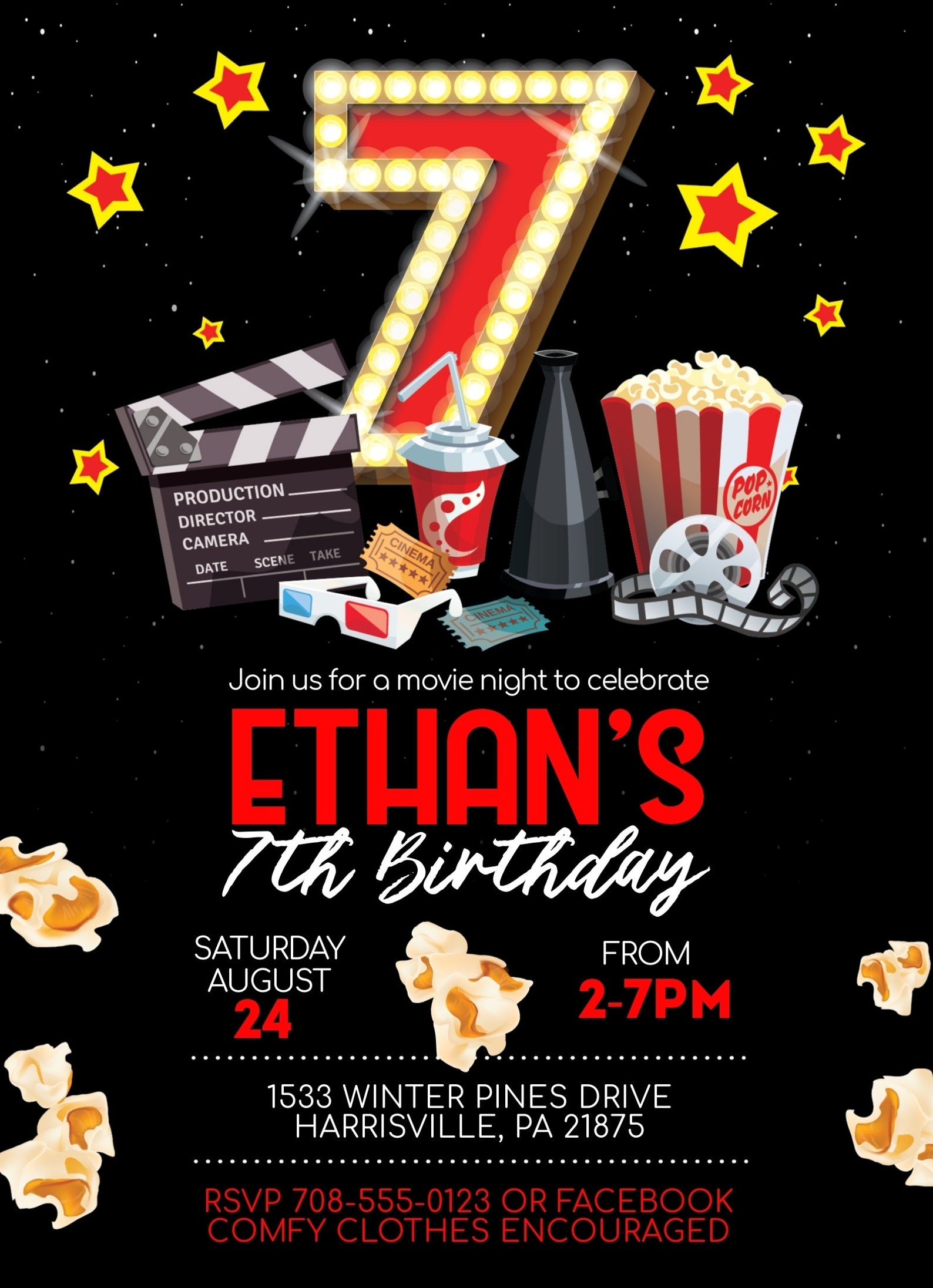 Movie Night Theater Invitation Movie Night Party Movie | Etsy