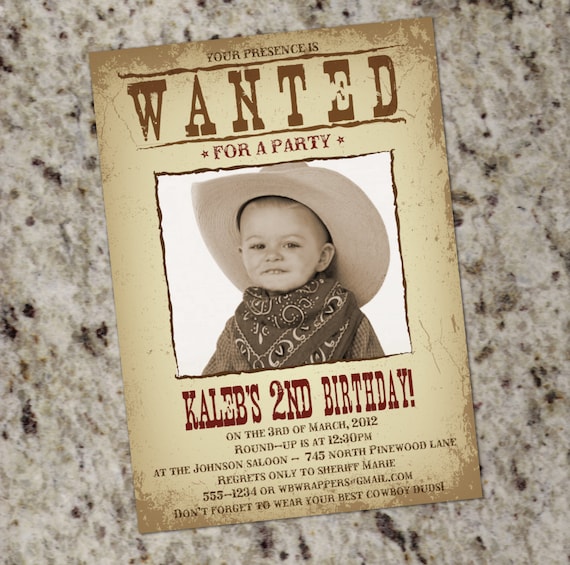 WANTED POSTER Birthday Party Invitation | Wanted Birthday Party ...