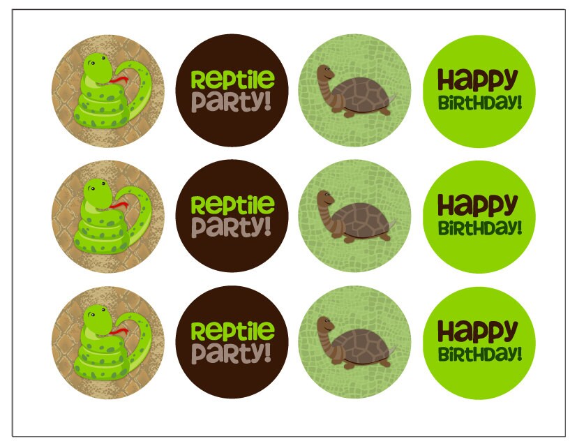 Reptile Birthday Party Cupcake Toppers Reptile Party | Etsy