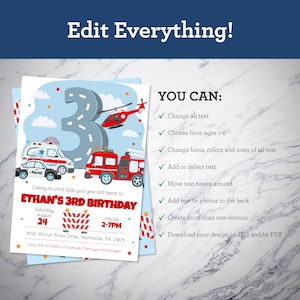 Calling All Units, Emergency Squad Invitation, Fire Truck, Ambulance ...