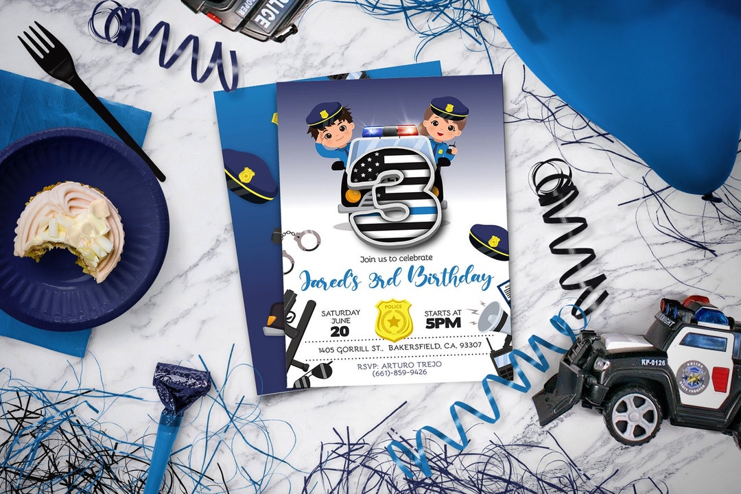 Police Birthday Invite, Police Birthday Party Invitation - First ...