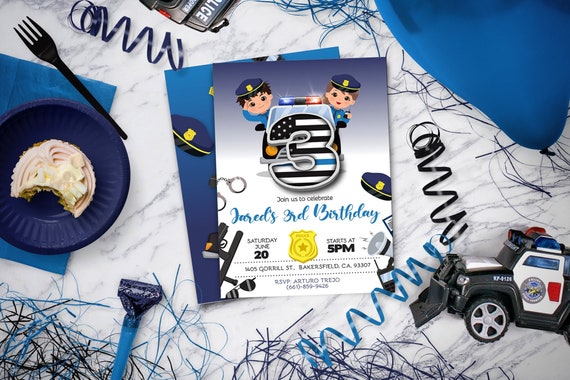 Police Birthday Invite Police Birthday Party Invitation | Etsy