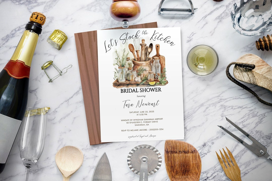 Bridal Shower Invitation, Kitchen Theme, Rustic Earth Tones, Stock the ...