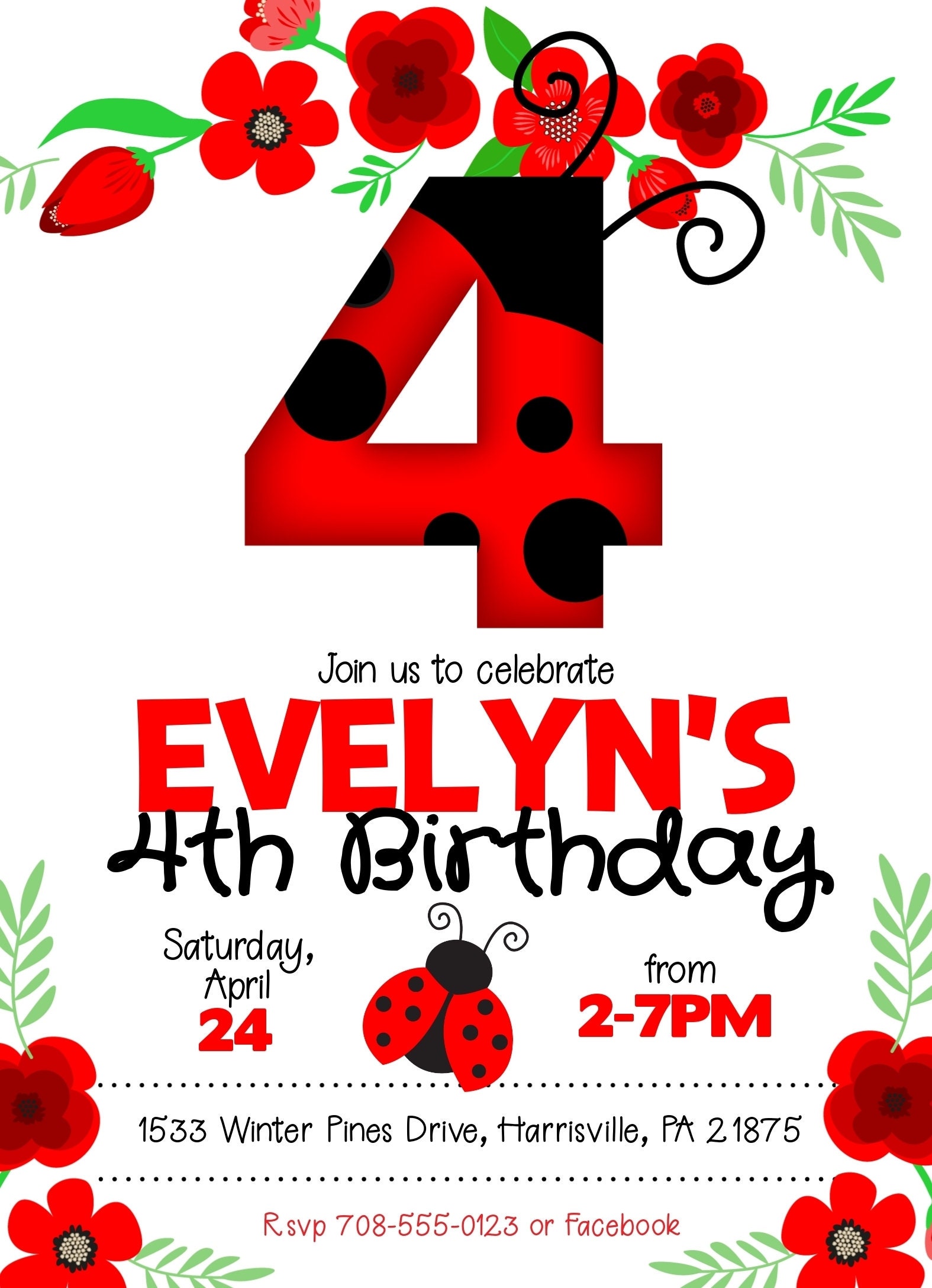 Ladybug Invitation for Ladybug Birthday Party | 1st Birthday up to Age ...
