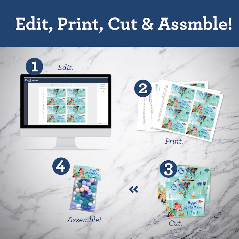 Under the Sea Goody Bag Labels: Ocean Birthday Party (DIY Digital ...