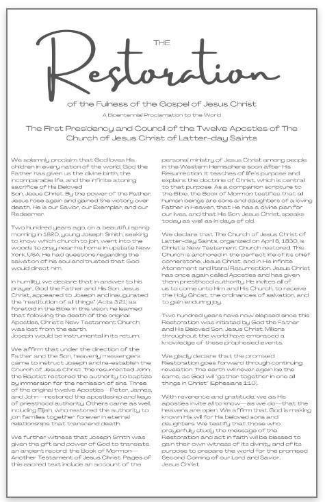 The Restoration Proclamation - Etsy