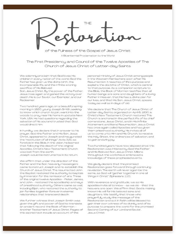 The Restoration Proclamation - Etsy