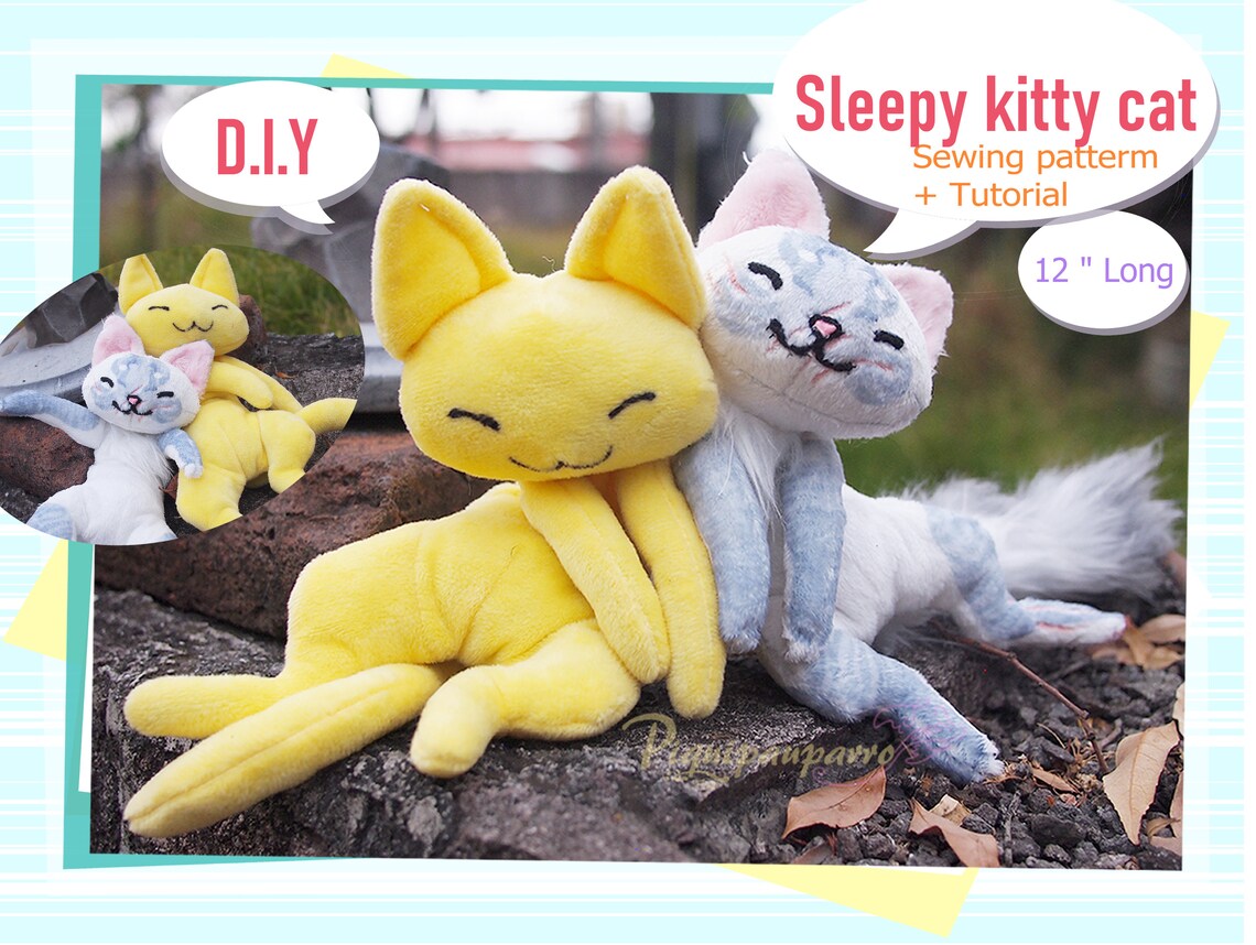 PDF Pattern Instructions Sleepy Kitty Cat DIY - Etsy