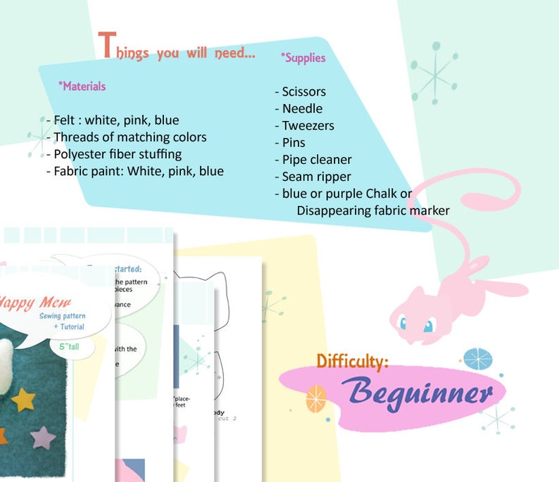 PDF Sewing Pattern Instructions Happy Mew DIY - Etsy