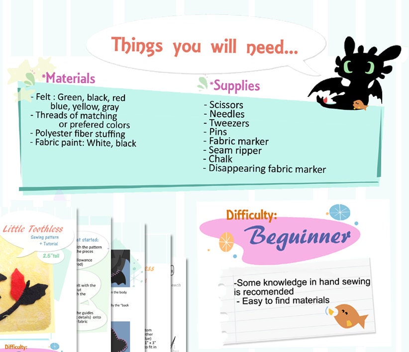 PDF Sewing Pattern Instructions Little Toothless DIY - Etsy Australia