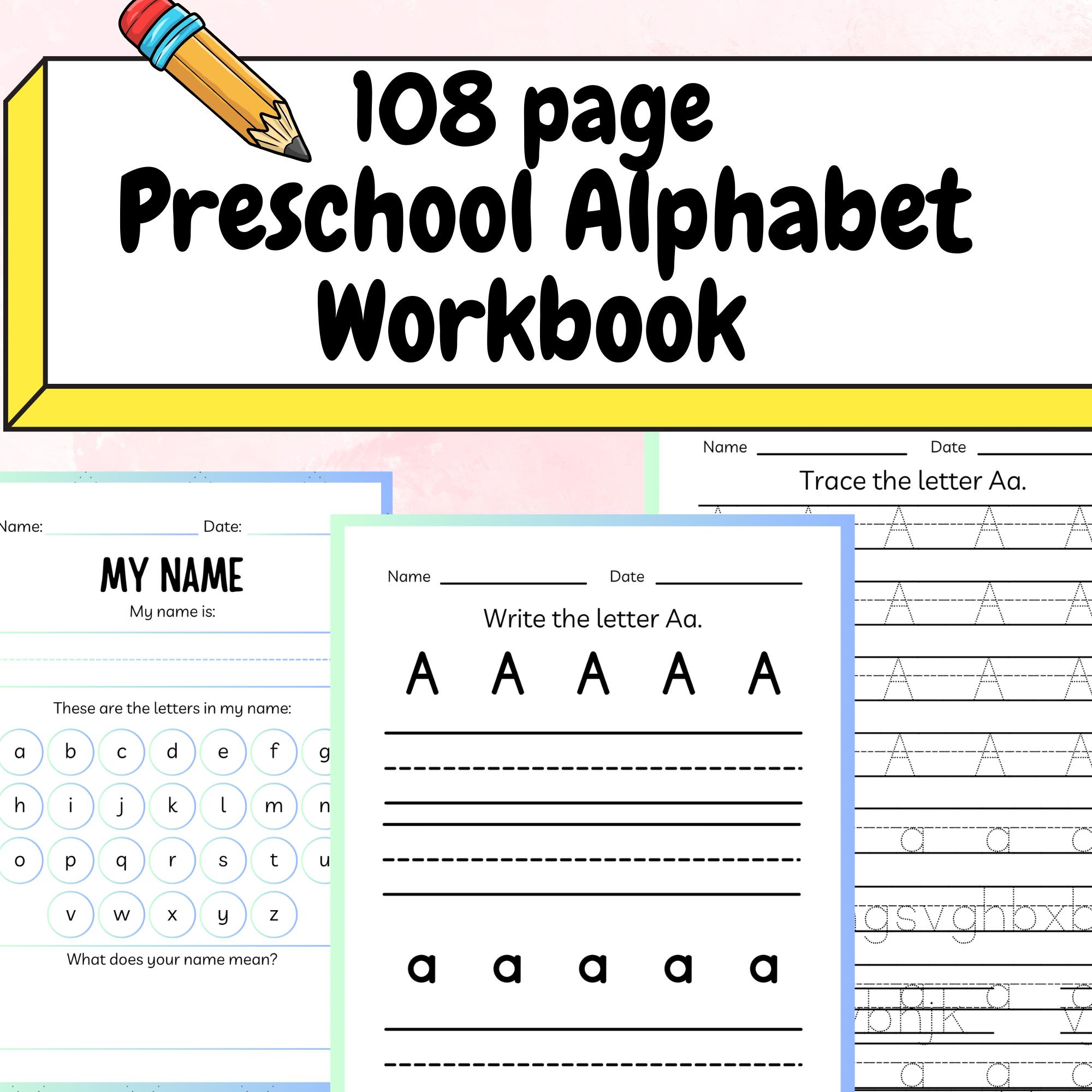 Preschool Pre-k Kindergarten Learning Bundle - 108 Printable Alphabet ...