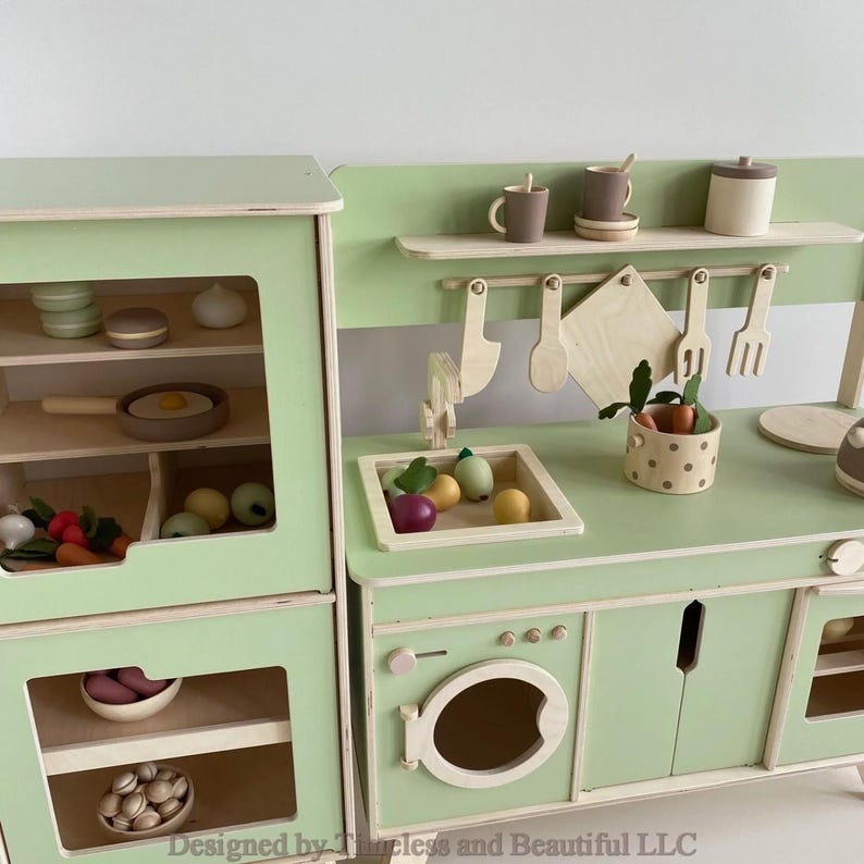 Wooden Play Kitchen Set - Etsy