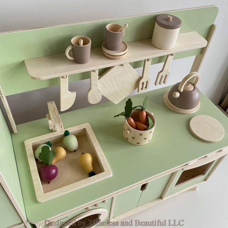 Wooden Play Kitchen Set - Etsy