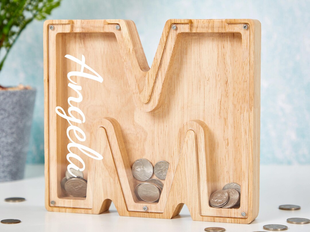 Custom Initial Coin Bank With Name,wood Piggy Bank for Boys/girls ...