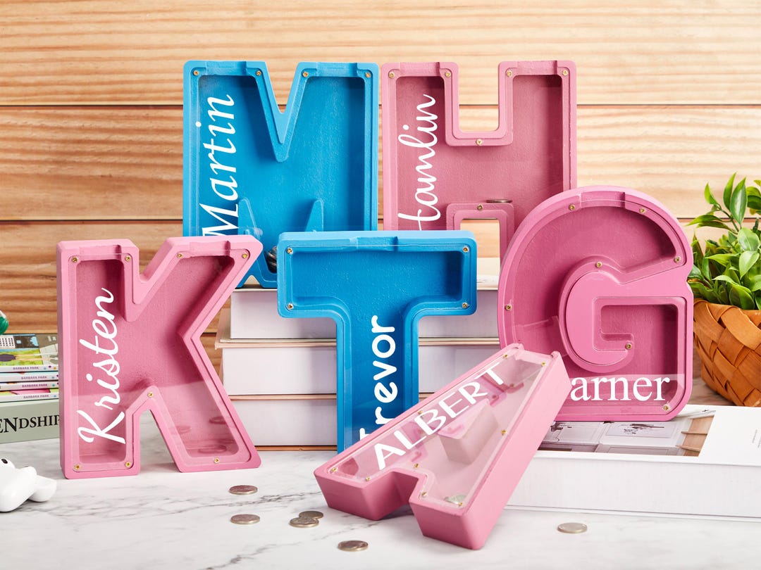 Personalized Wooden Kids Letter Piggy Bank,wood Gift for Kids,custom ...