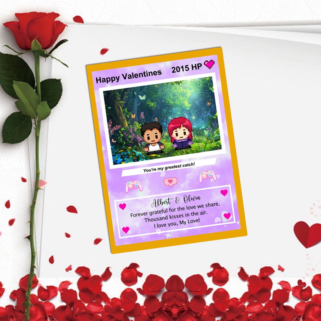 Pokemon Valentine's Day Card, Custom Pokemon Card, Boyfriend Gift ...