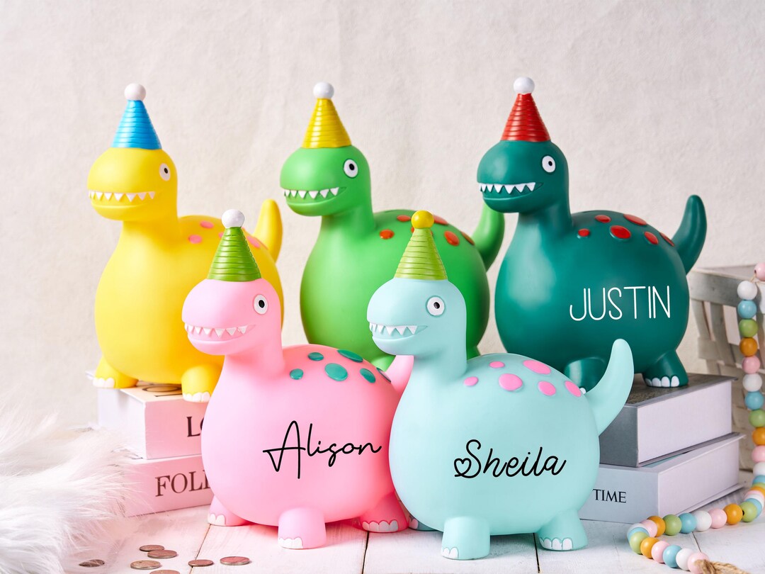 Personalized Dinosaur Piggy Bank Baby Gifts Custom Coin Bank Baby ...