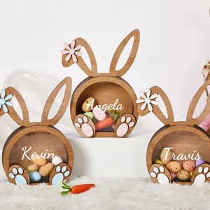 Wooden Bunny Piggy Bank, Custom Name Piggy Bank, Easter Gift for Kids ...