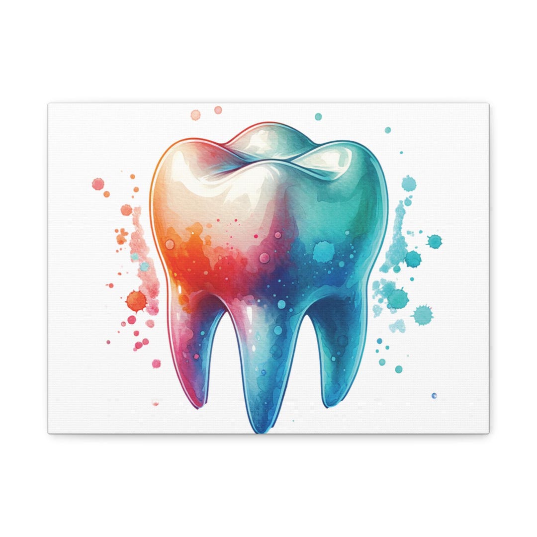 Dental Canvas, Dentist Office Wall Art, Molar Watercolor Decor, Tooth ...