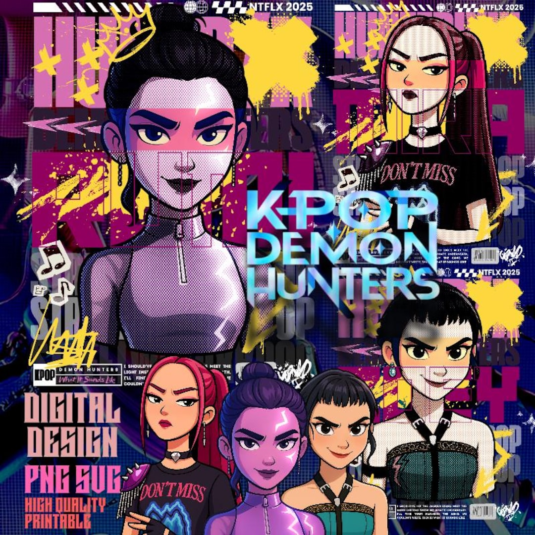 KPOP Demon Hunters Hunter/x Bundle | 6-in-1 Zoey Mira Rumi PNG SVG ...