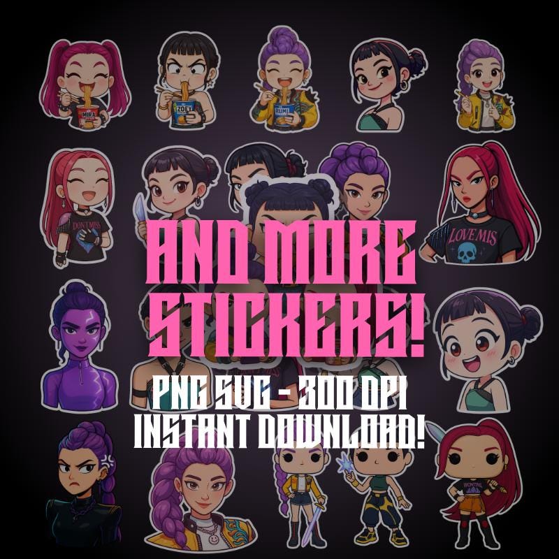 Paquete de stickers de Cazadores de Demonios KPOP / Más de 20 PNG SVG ...