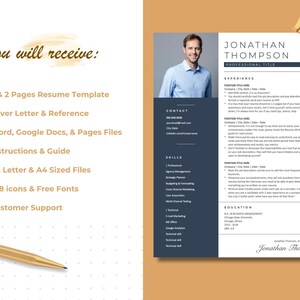Morden Resume Template CV for Word, Google Docs, Pages, CV Template, Cv ...