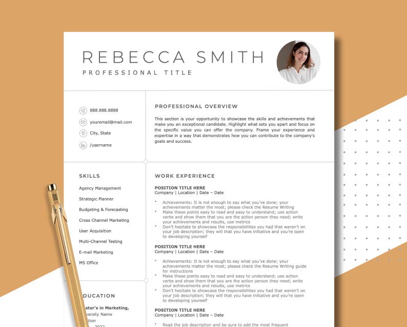 CV, Resume Template for Word, Google Docs, Pages, CV Template ...