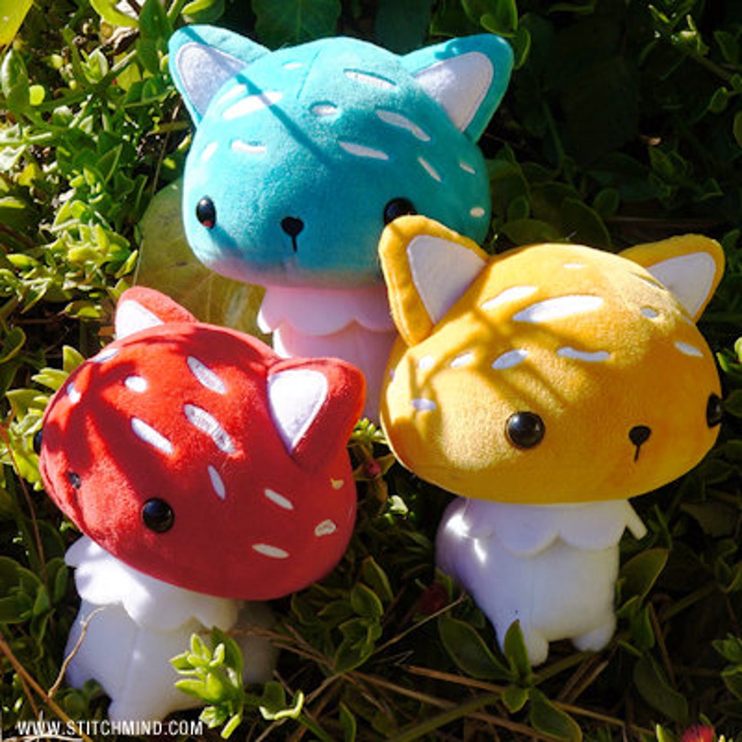 Mewshroom Cute Cat Mushroom Plush Toy Doll, Mushroom Plush, Kawaii Plush Cottagecore Decor, Mori ...