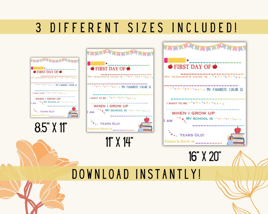 Editable First Day Back to School, Customizable, Any Age, Template ...