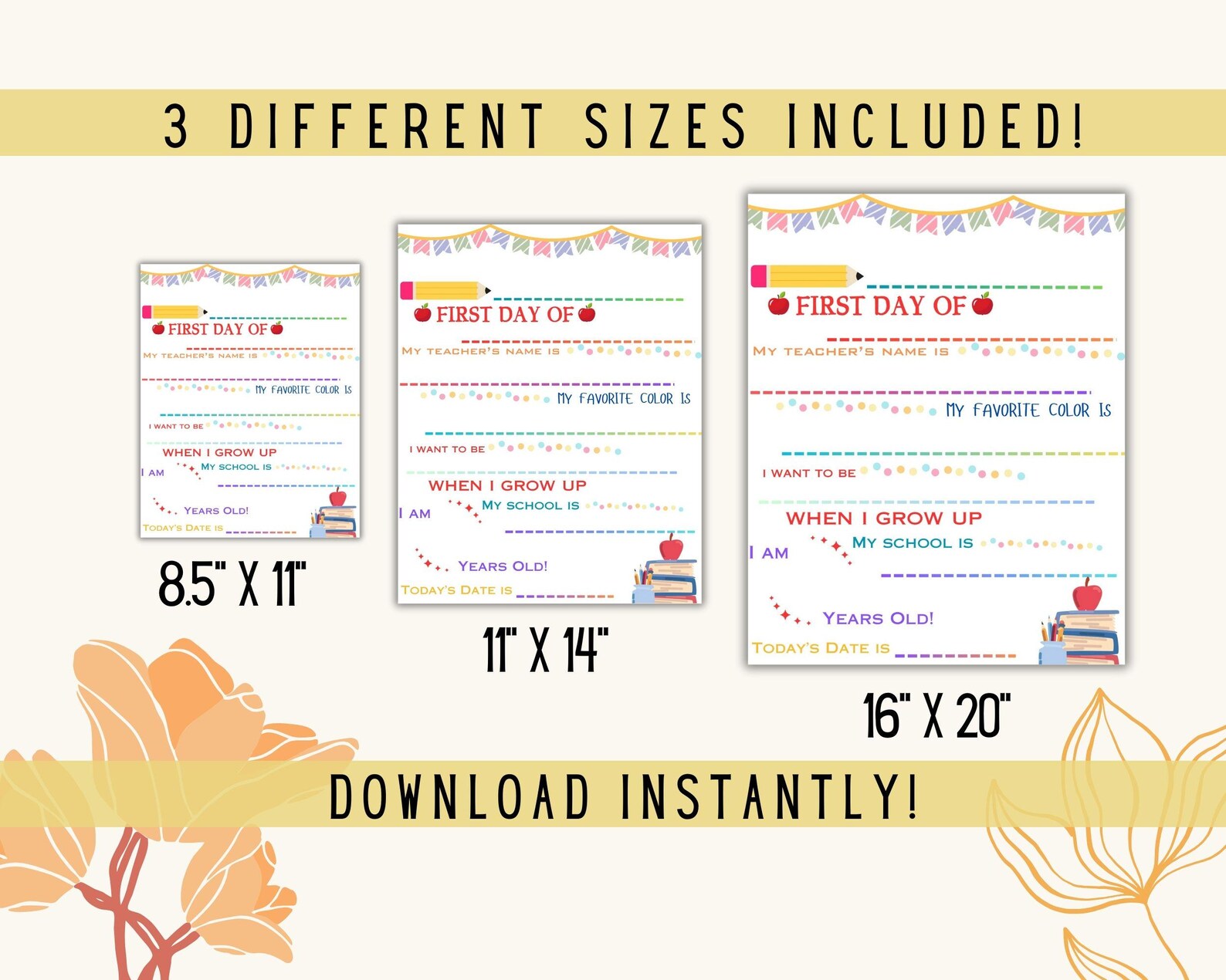 Editable First Day Back to School, Customizable, Any Age, Template ...