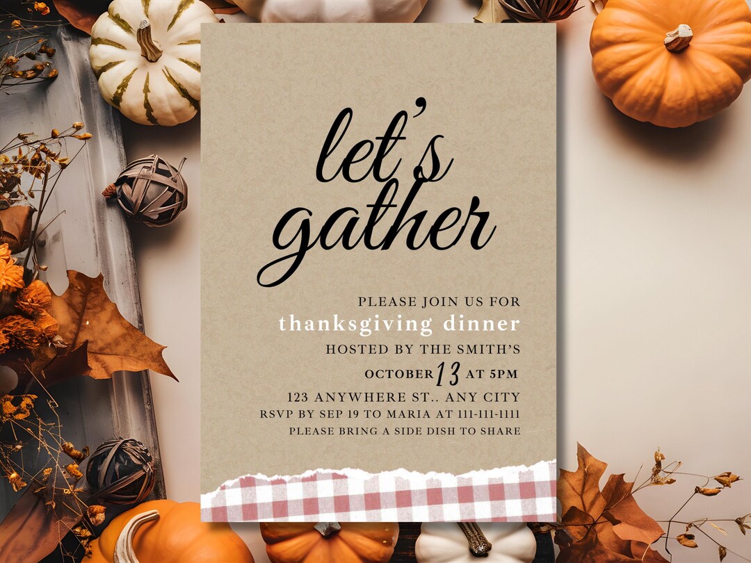 Thanksgiving Dinner Invitation Template, Friendsgiving Dinner, Editable ...