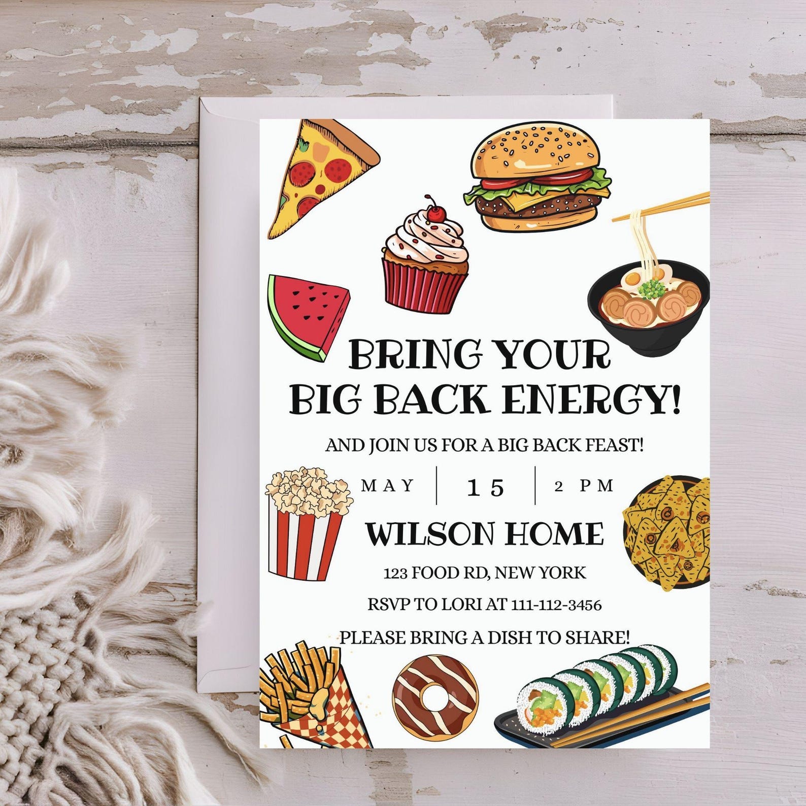 Editable Big Back Energy Invite, Backyard BBQ Invitation, Summer ...