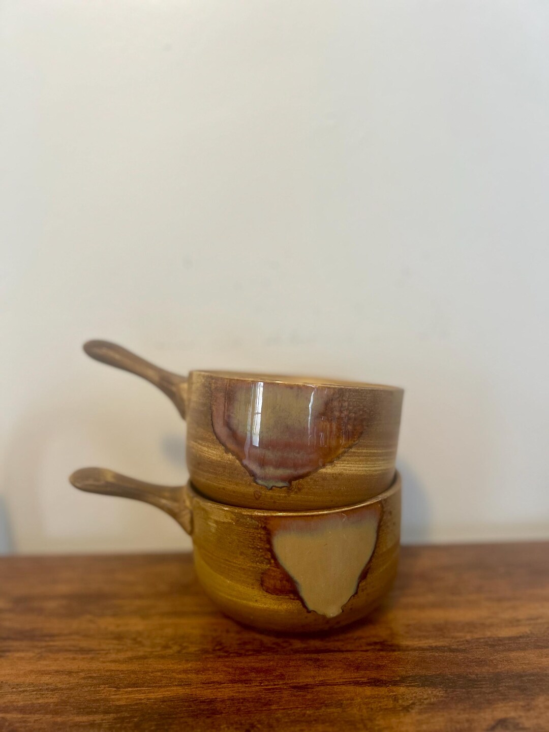 Two Sango Splash Handled Bowls Onion Soup Chili Brown Stoneware Rustic ...