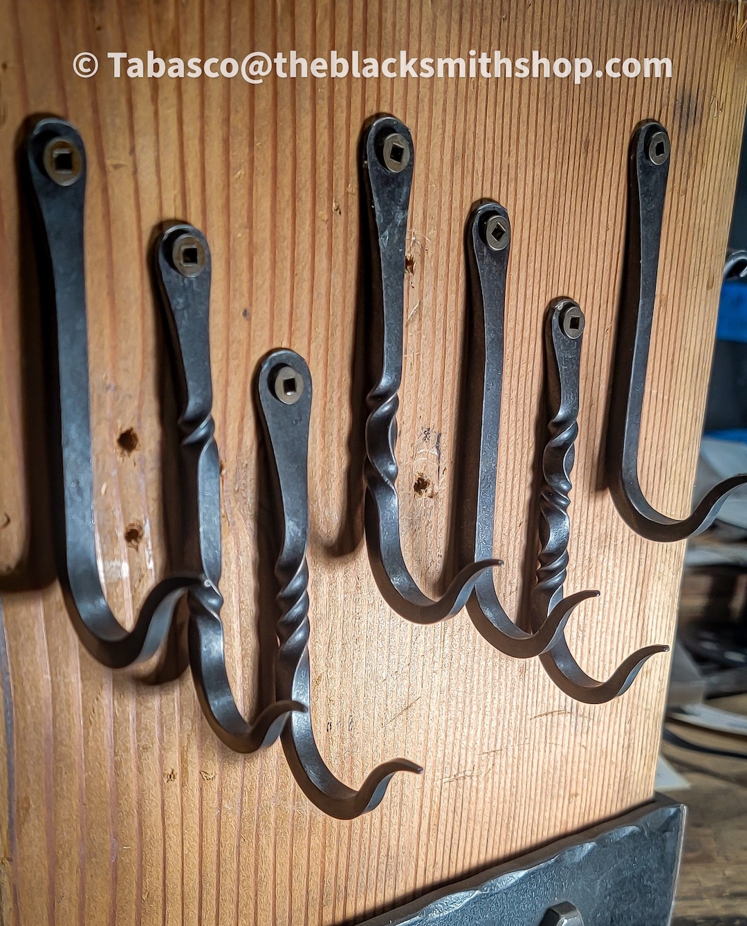 Blacksmith Forged Kitchen Hooks | Rustic Twisted Pot & Pan or Utensils ...