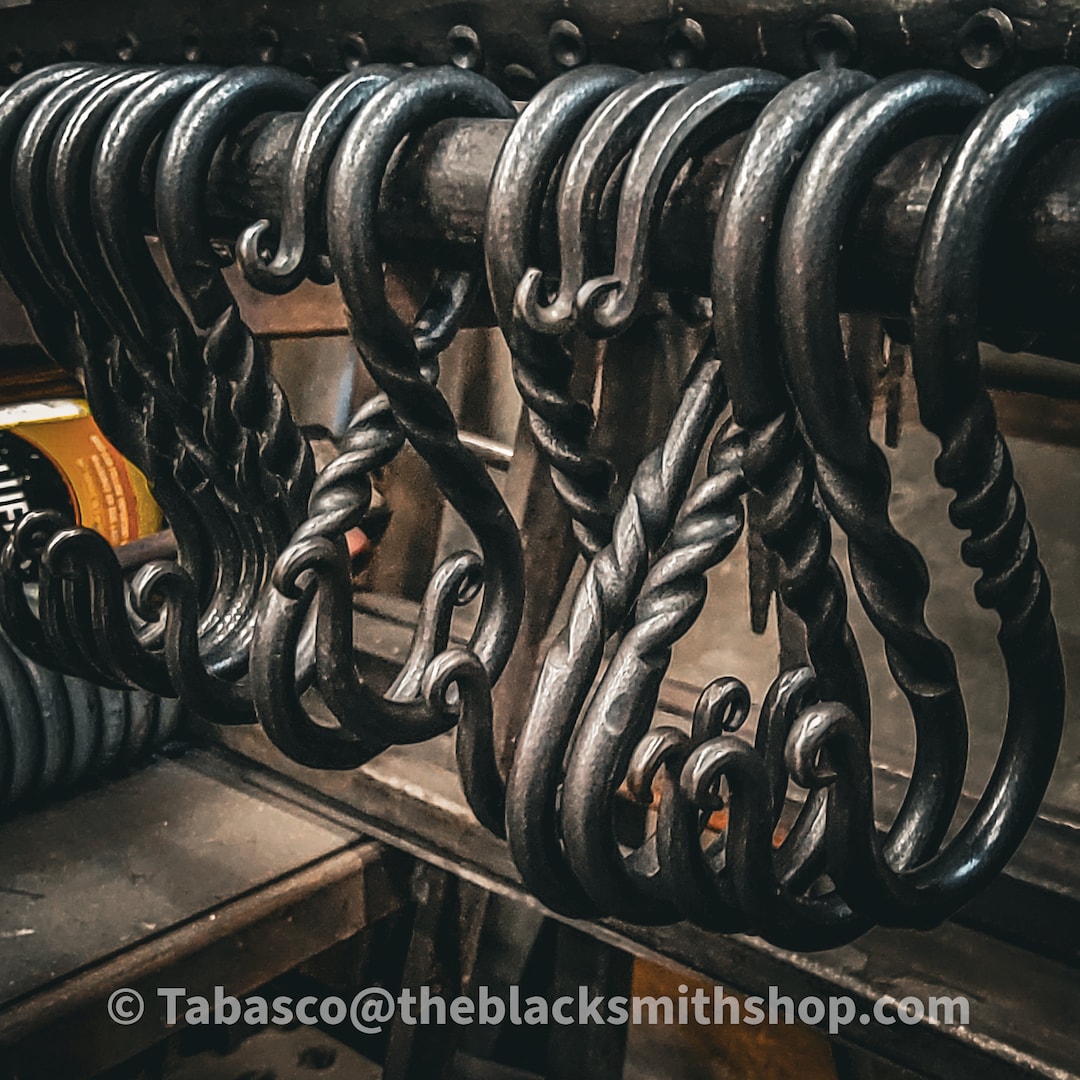 Twisted Round Blacksmithed "s" Hook (one Pair) - Etsy