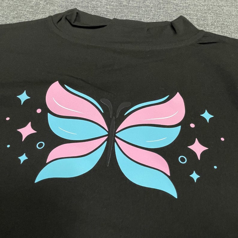 Transblossom Trans Butterfly Black Tank / Crop Top With Gift (MTF T ...