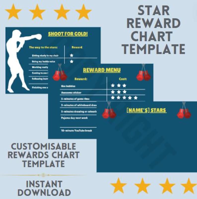 Customisable Star Rewards Chart Template - Etsy