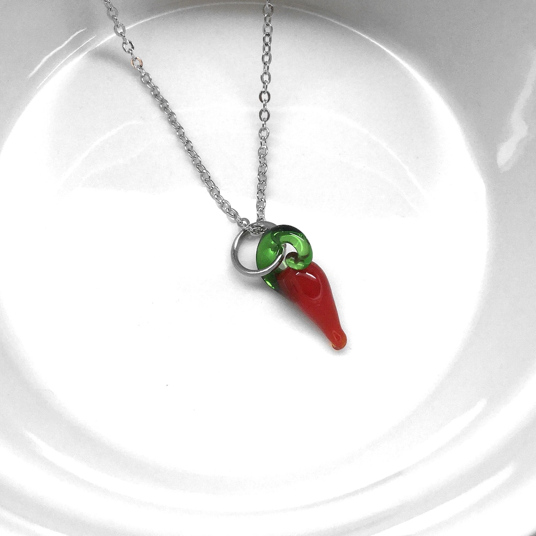 Chili Pepper Charm Necklace, Chili Pepper Pendant, Dainty Pepper Charm ...