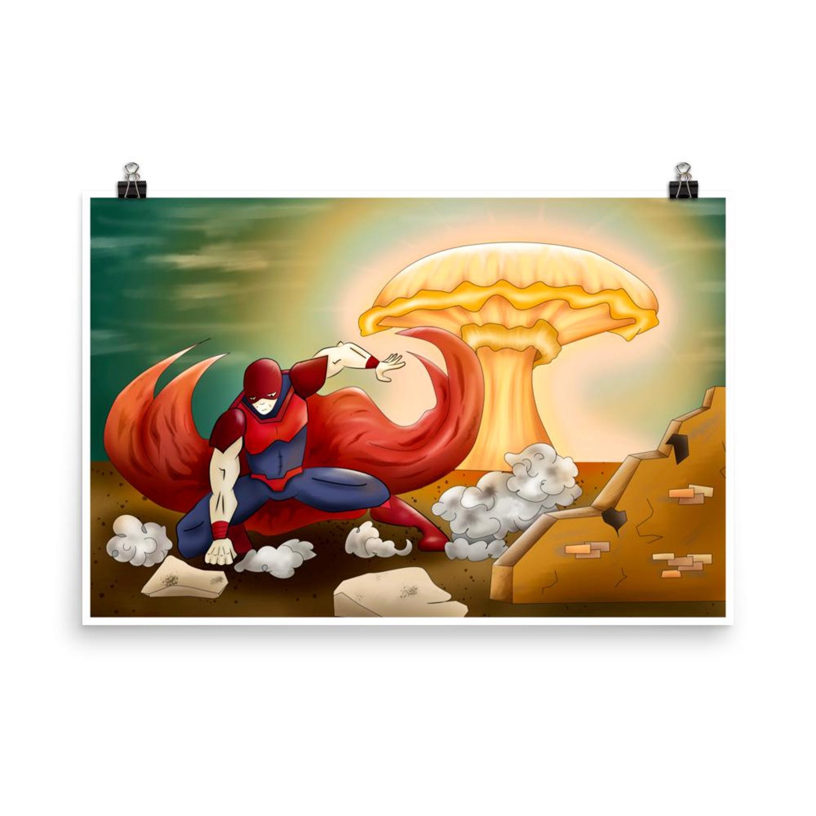 Retro Super Hero, Poster - Etsy