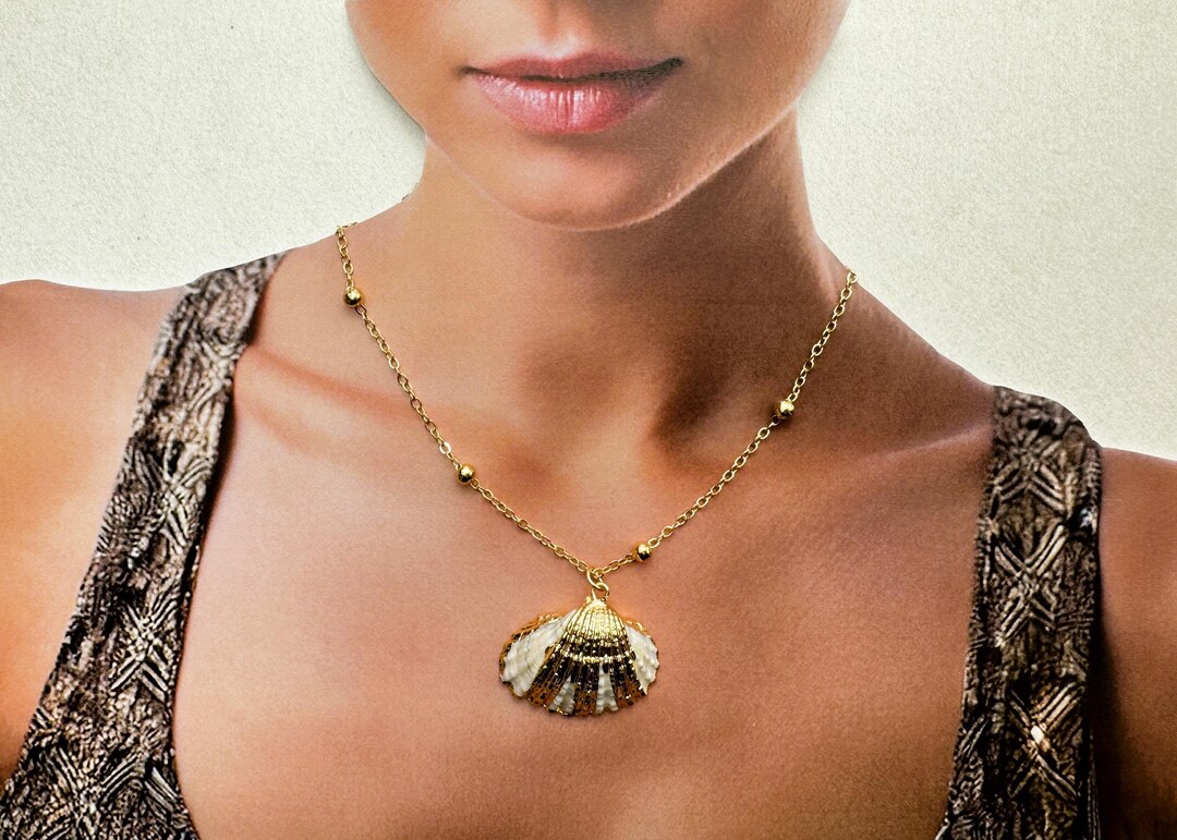 Seashell Choker Shell, Boho Conch Shell Classic Clavicle Gold Color ...