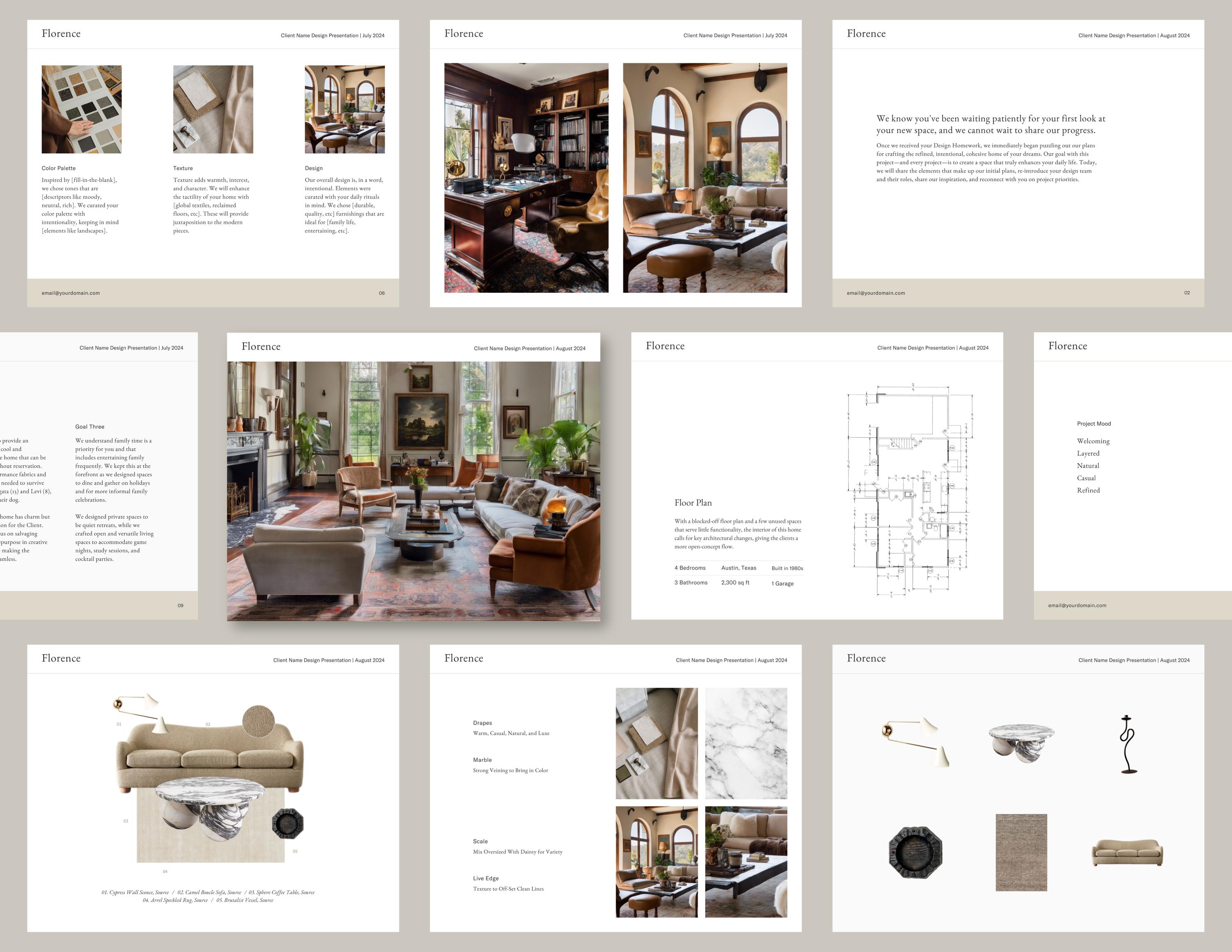 Interior Design Presentation Template - the Florence - Etsy