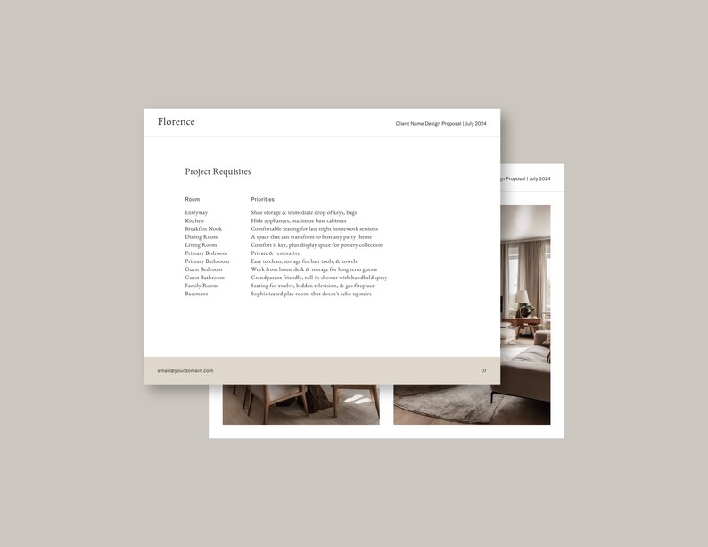 Project Proposal for Interior Designers - the Florence - Etsy