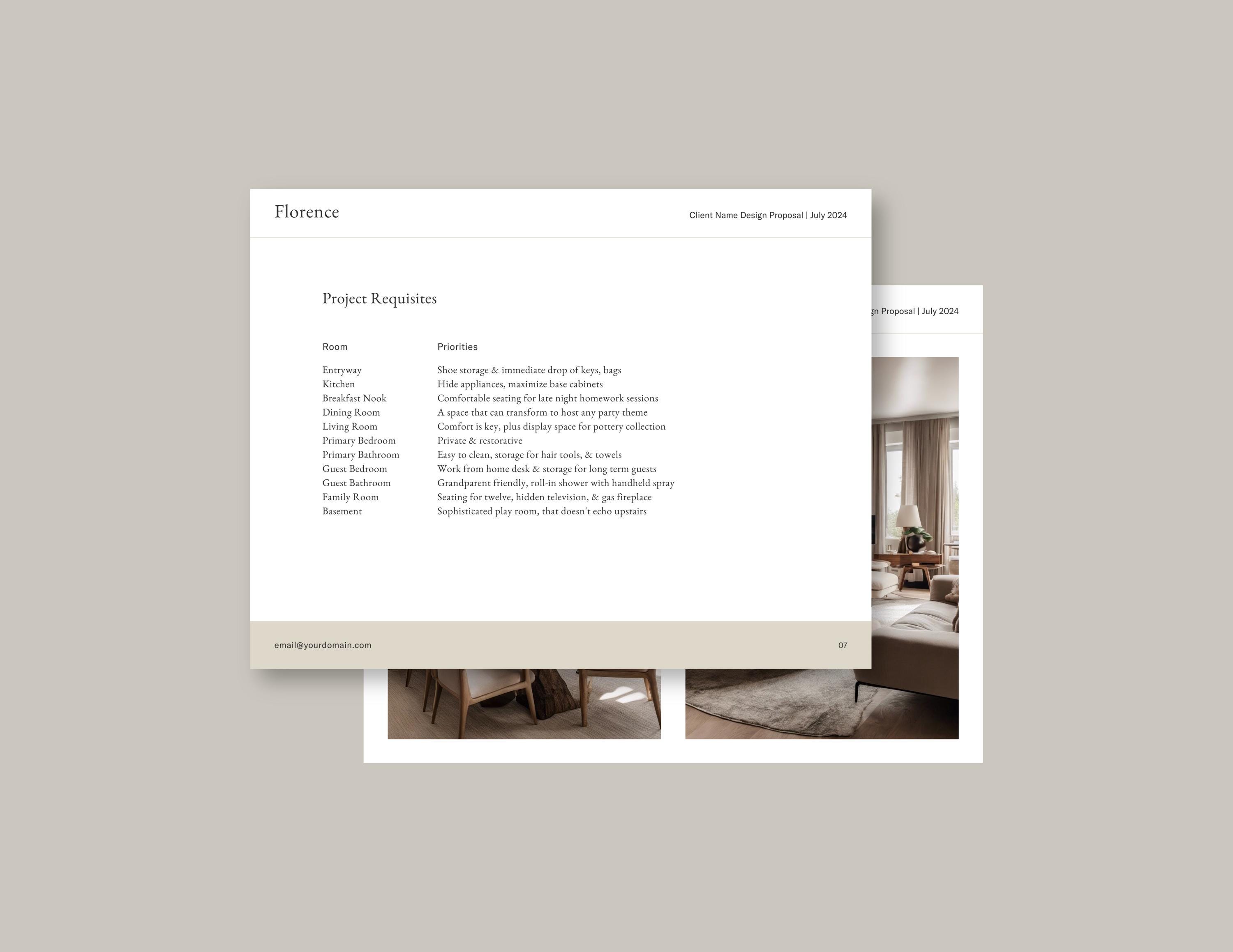 Project Proposal for Interior Designers - the Florence - Etsy