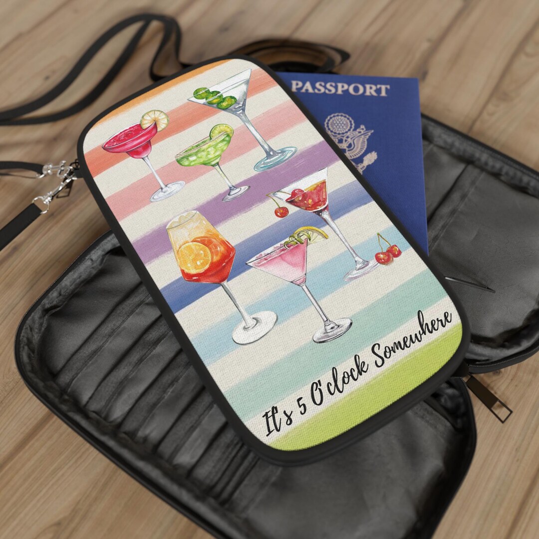 Cocktail Passport Wallet: Tropical Travel Purse With Strap - Etsy