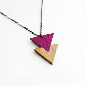 Geometric Double Triangle Wooden Necklace Minimalist - Etsy