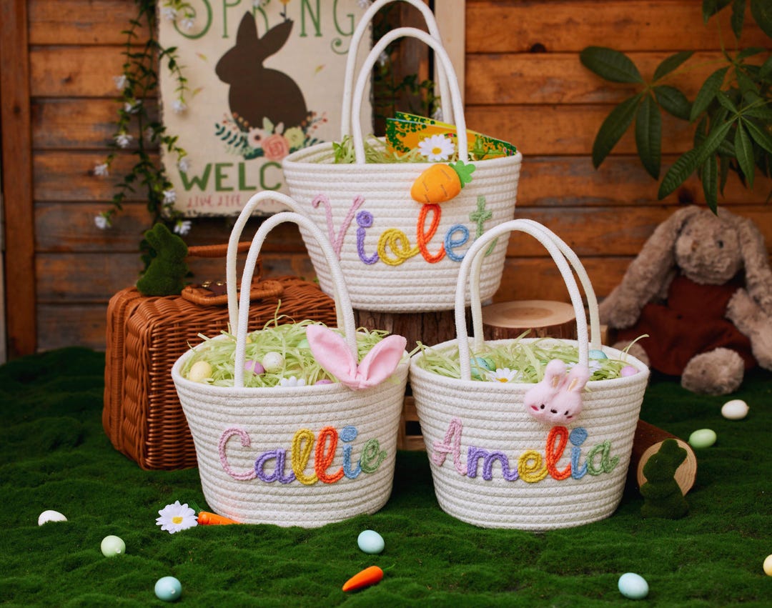 Custom Easter Basket With Name - Kids Easter Gift, Baby Name Easter ...