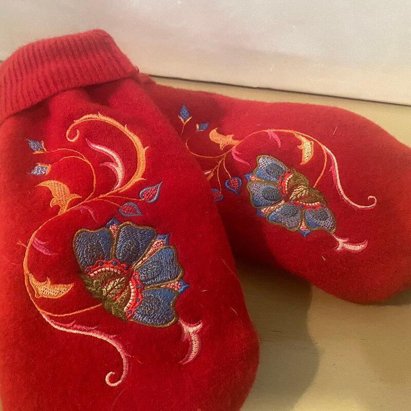 Embroidered Mittens - Etsy