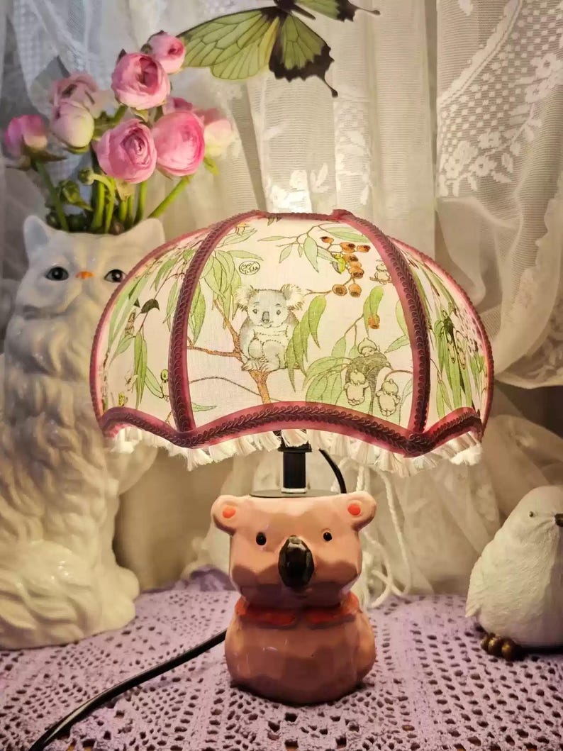Handcrafted Koala Ceramic Table Lamp — Whimsical Eucalyptus Forest ...